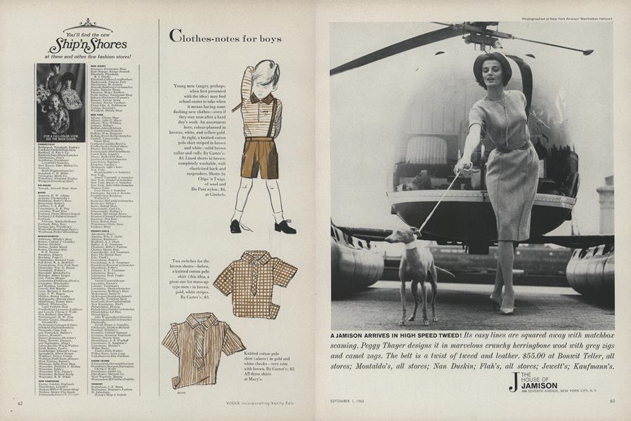 Clothes-notes for Boys | Vogue | SEPTEMBER 1, 1962