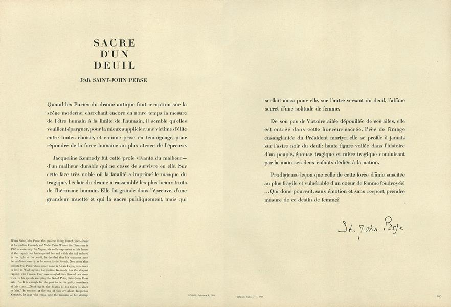Sacre D'Un Deuil: A Tribute to Jacqueline Kennedy | Vogue | FEBRUARY 1 ...