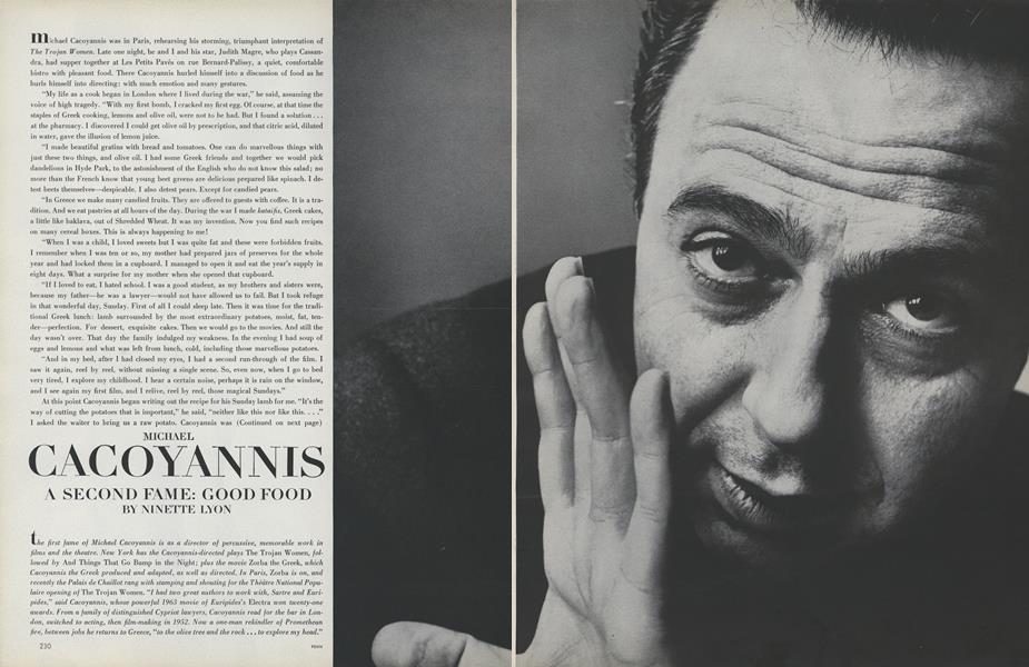 MICHAEL CACOYANNIS: A SECOND FAME: GOOD FOOD | Vogue | May 1965