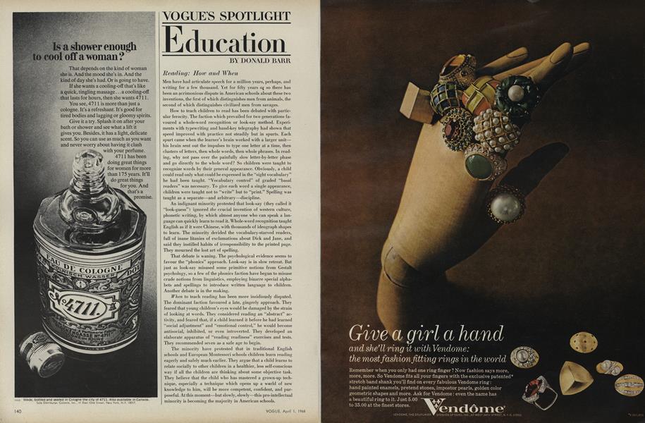 Vogue's Spotlight: Education: Reading: How and When | Vogue | APRIL 1, 1968
