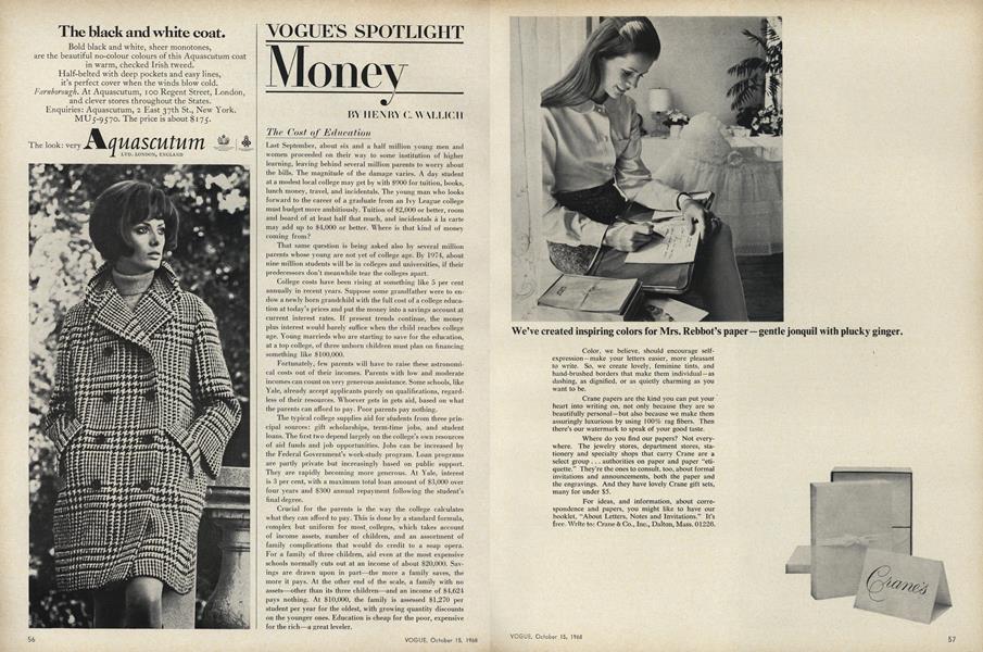 Money: The Cost of Education | Vogue | OCTOBR 15, 1968