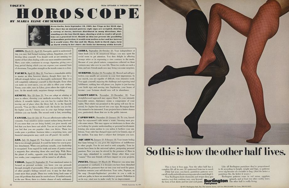 Horoscope | Vogue | SEPTEMBER 15, 1971