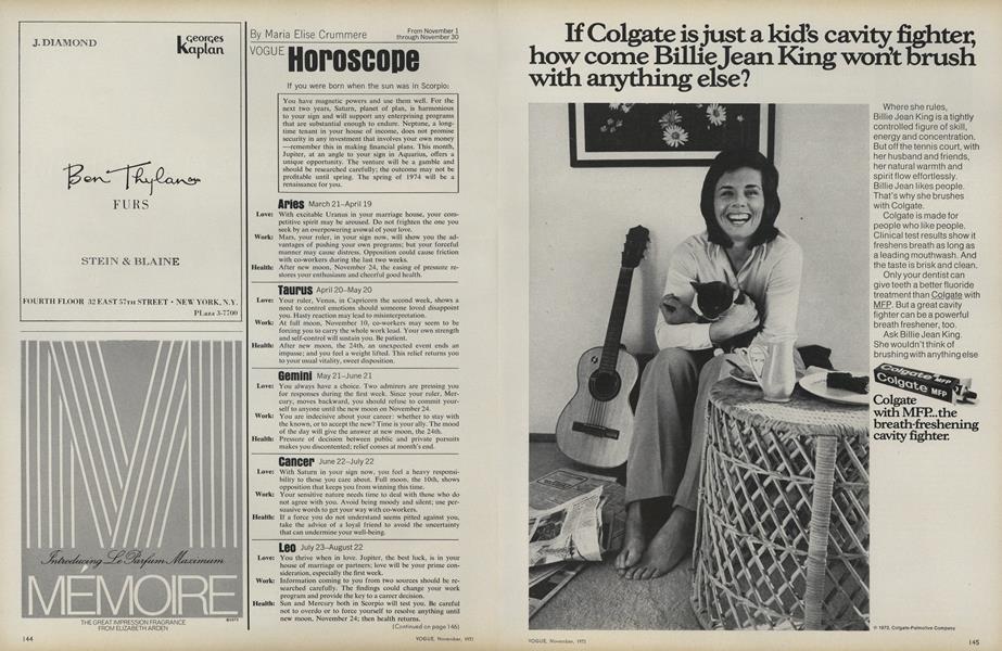 Horoscope | Vogue | NOVEMBER 1973
