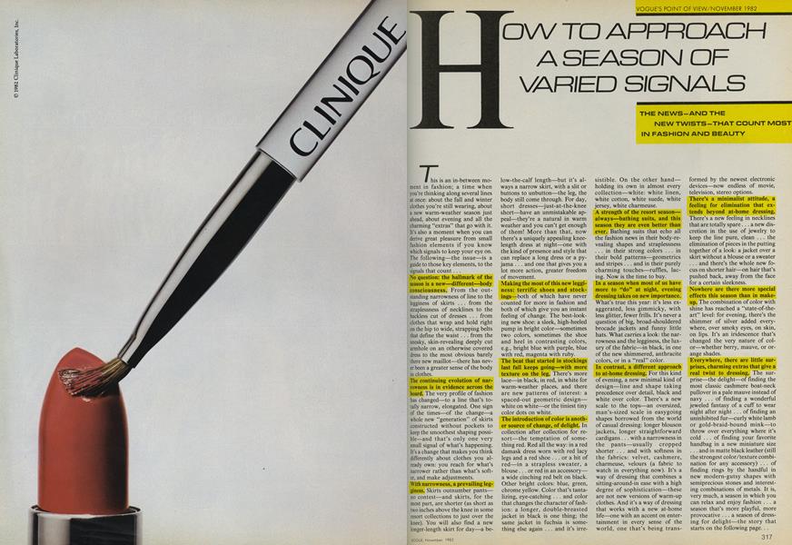 How to Approach a Season of Varied Signals | Vogue | november 1982