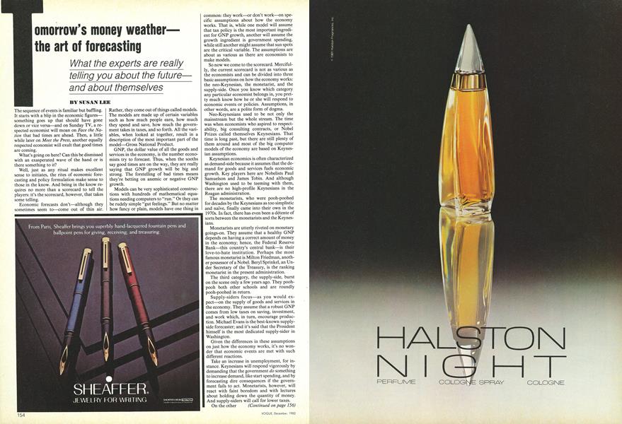 Tomorrow's Money Weather—the Art of Forecasting | Vogue | DECEMBER 1982