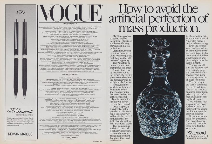 Masthead | Vogue | April 1985