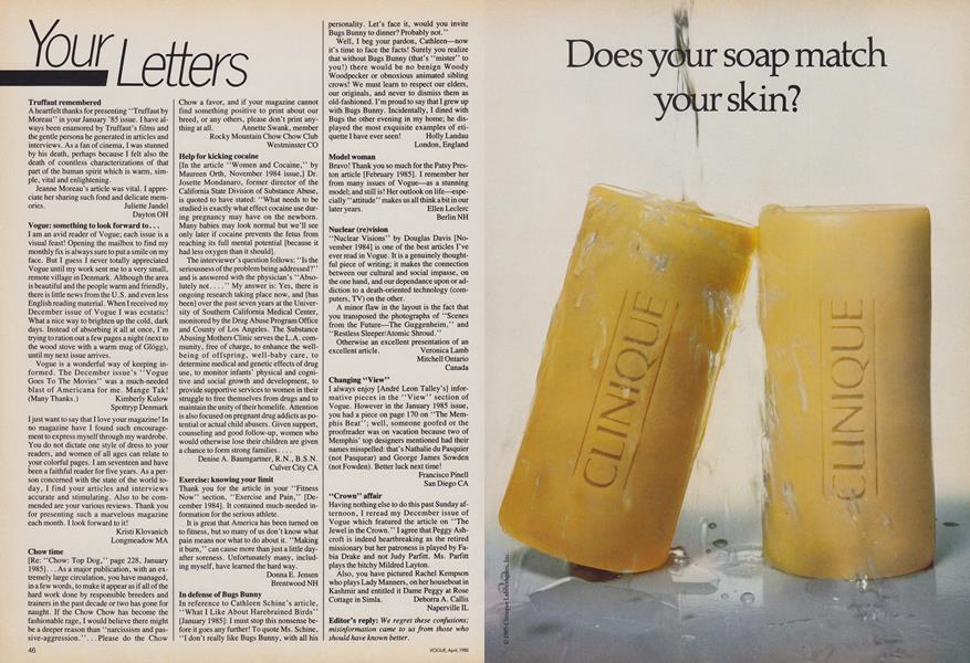 Your Letters | Vogue | April 1985