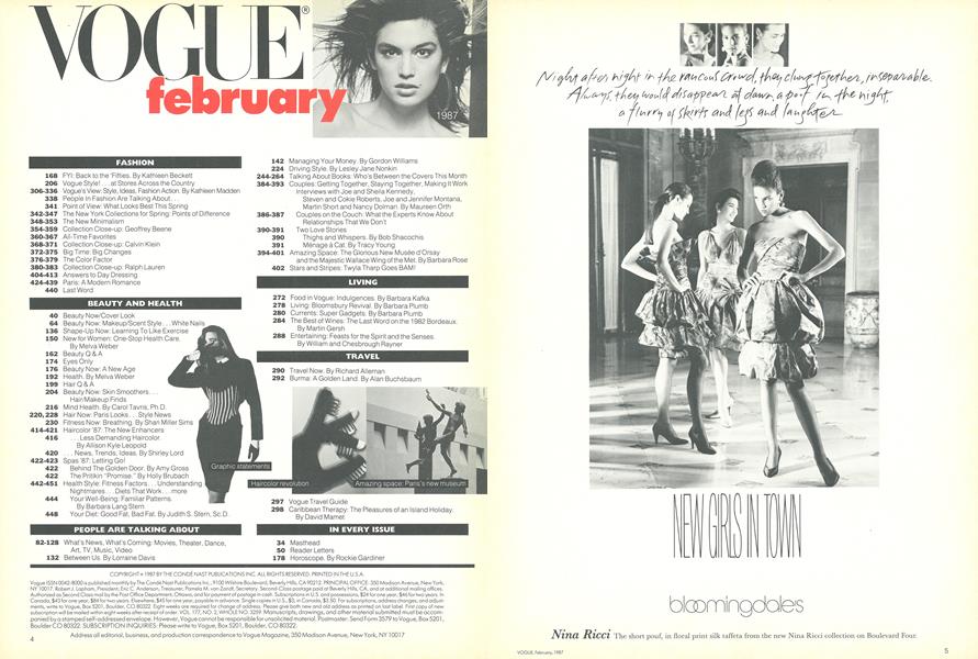 Table of Contents | Vogue | FEBRUARY 1987