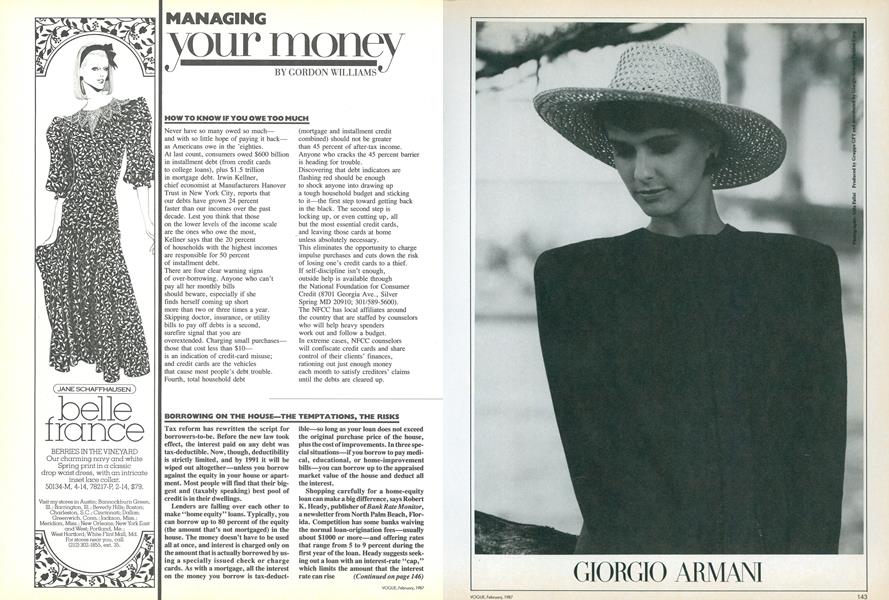 Managing Your Money | Vogue | FEBRUARY 1987
