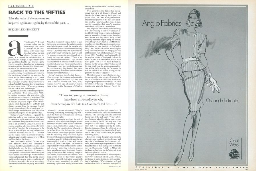 Back to the 'Fifties | Vogue | FEBRUARY 1987