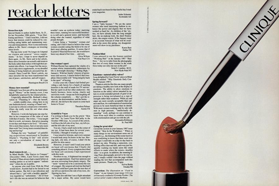 Reader Letters | Vogue | MARCH 1987