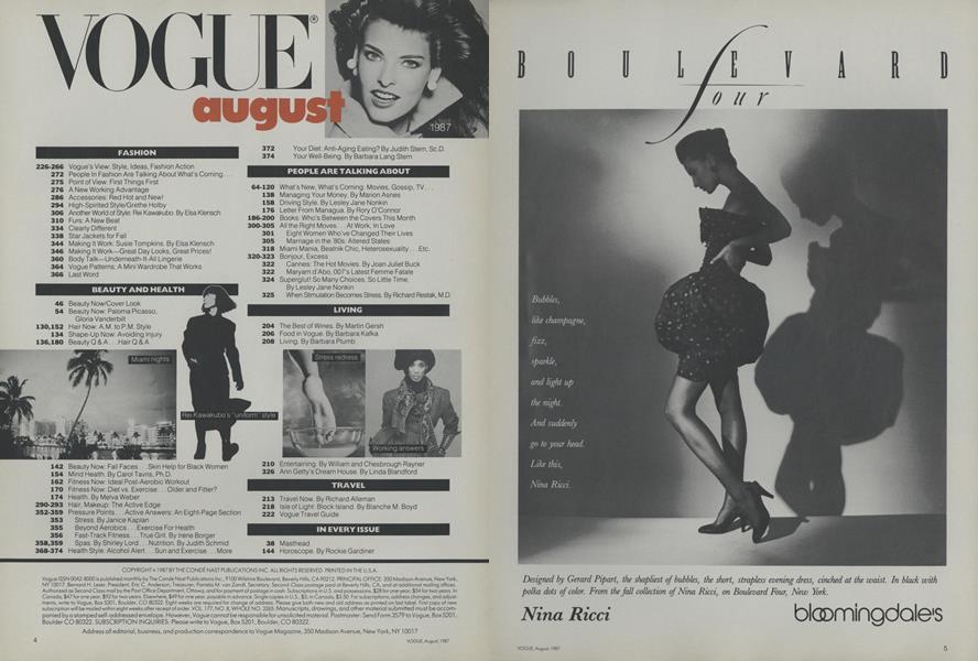 Table of Contents | Vogue | AUGUST 1987