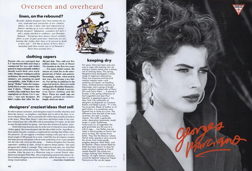 Overseen and Overheard | Vogue | MARCH 1989