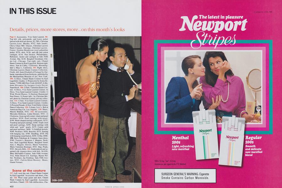 In This Issue | Vogue | APRIL 1990