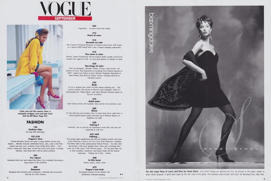 Table of Contents | Vogue | SEPTEMBER 1990