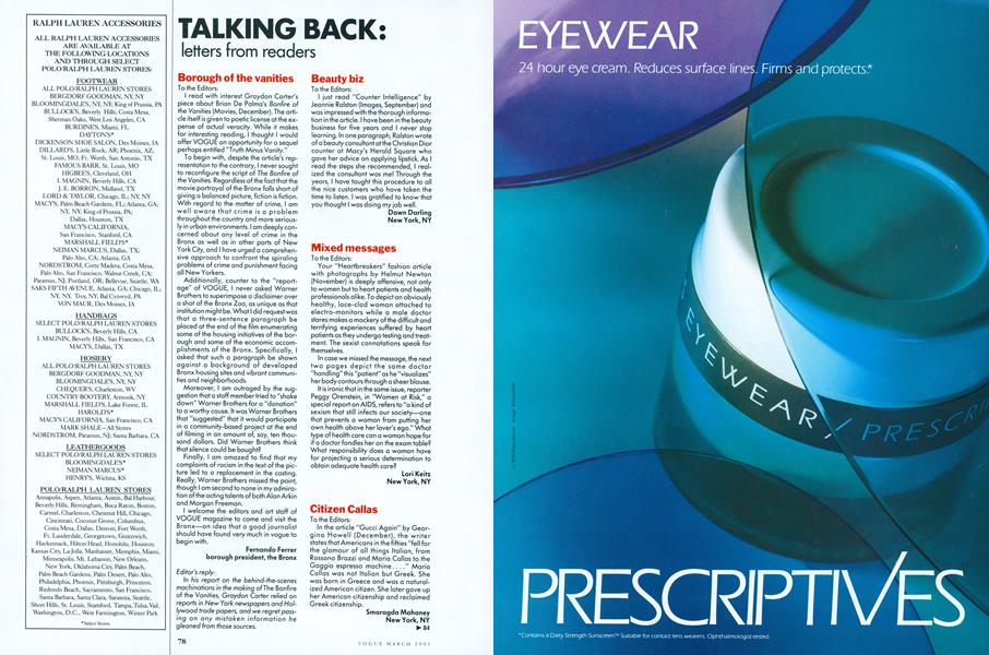 Letters from Readers | Vogue | MARCH 1991