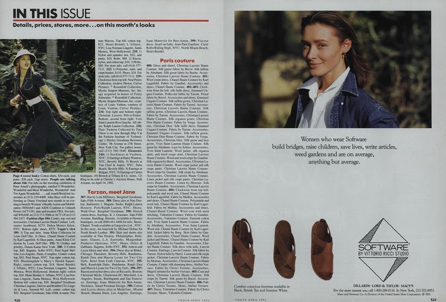 In This Issue | Vogue | APRIL 1992
