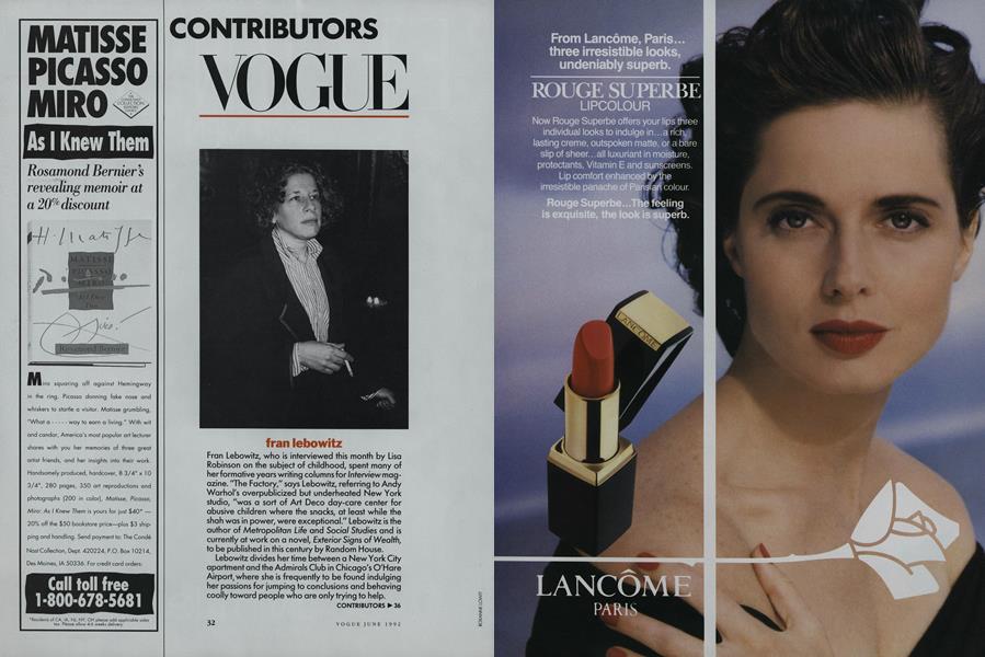 Fran Lebowitz/Robert E. Sullivan... | Vogue | JUNE 1992