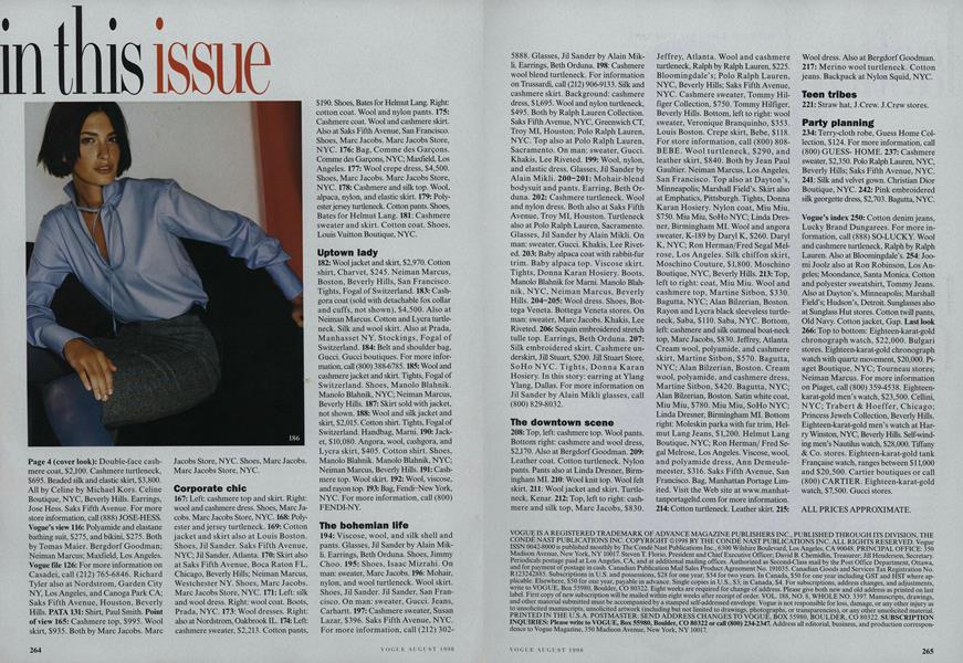 In This Issue | Vogue | AUGUST 1998