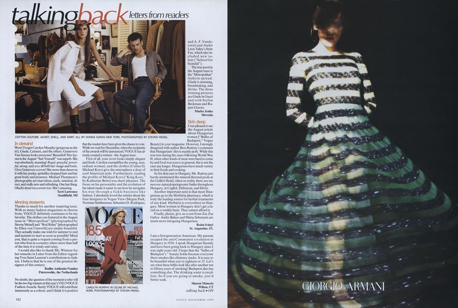 In Demand/Winning Moments... | Vogue | NOVEMBER 1999