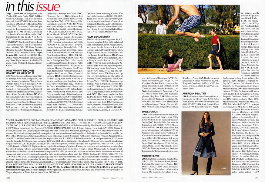 In This Issue | Vogue | FEBRUARY 2000