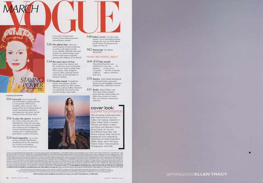 Cover Look: A Powerful Presence | Vogue | MARCH 2002