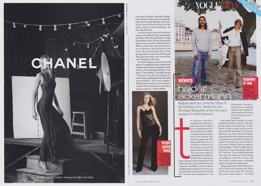 The New Classics: Antwerp—Haider Ackermann | Vogue | SEPTEMBER 2002