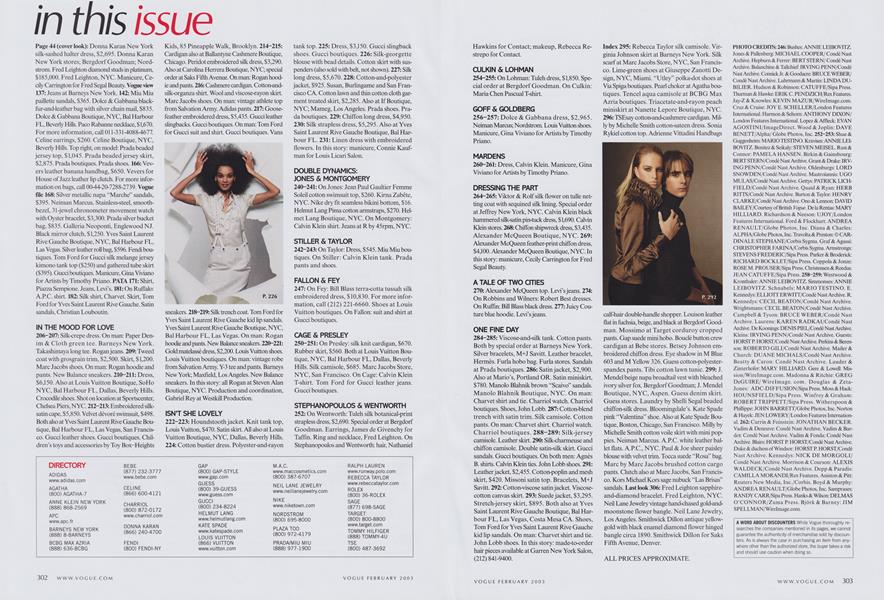 In This Issue | Vogue | FEBRUARY 2003