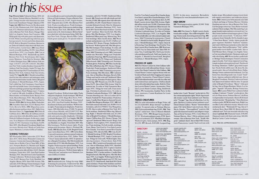 In This Issue | Vogue | OCTOBER 2003